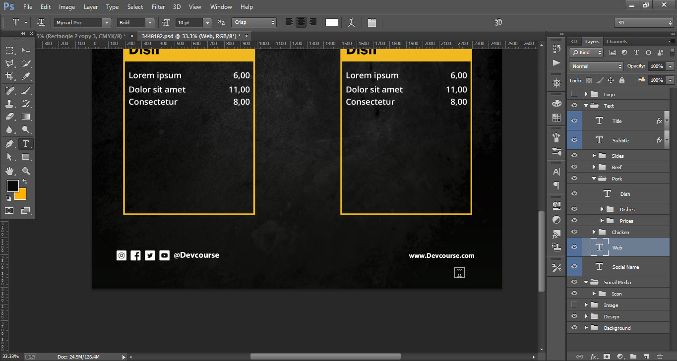 How to Design Menu in Adobe Photoshop - DevCourseWeb.com
