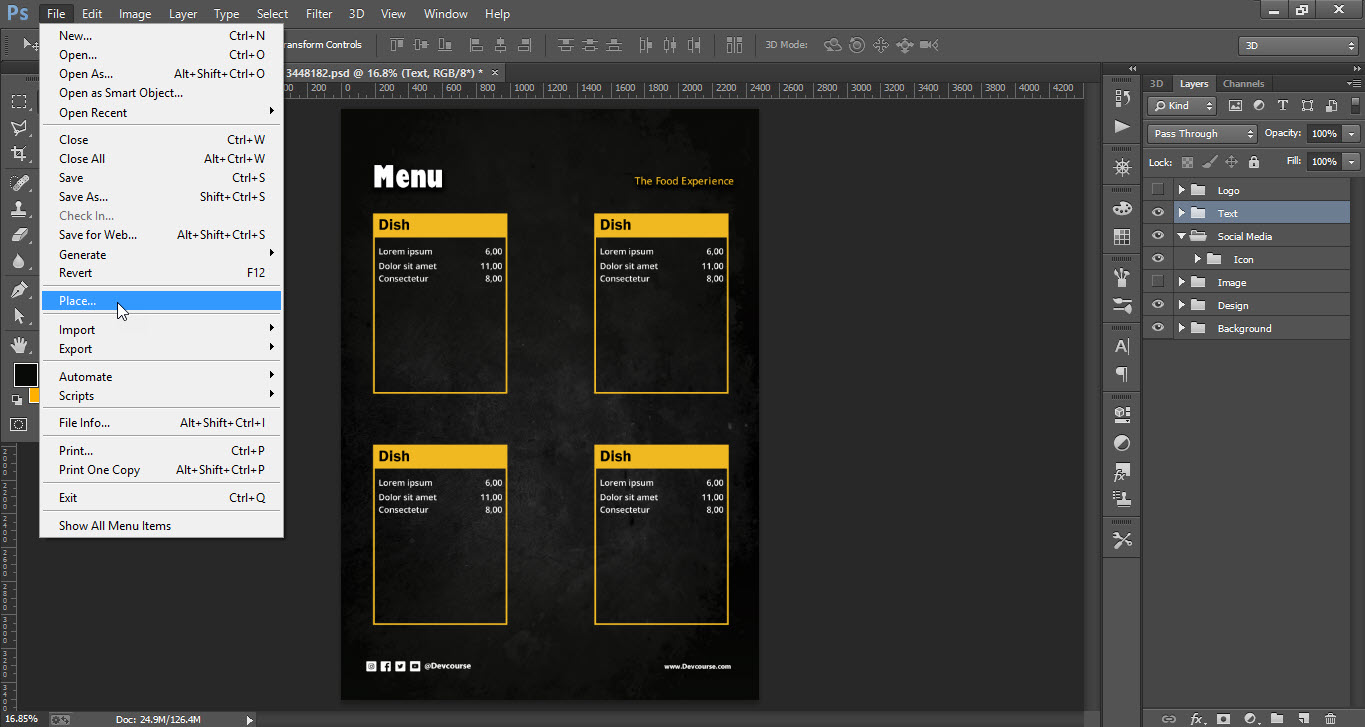 How to Design Menu in Adobe Photoshop - DevCourseWeb.com